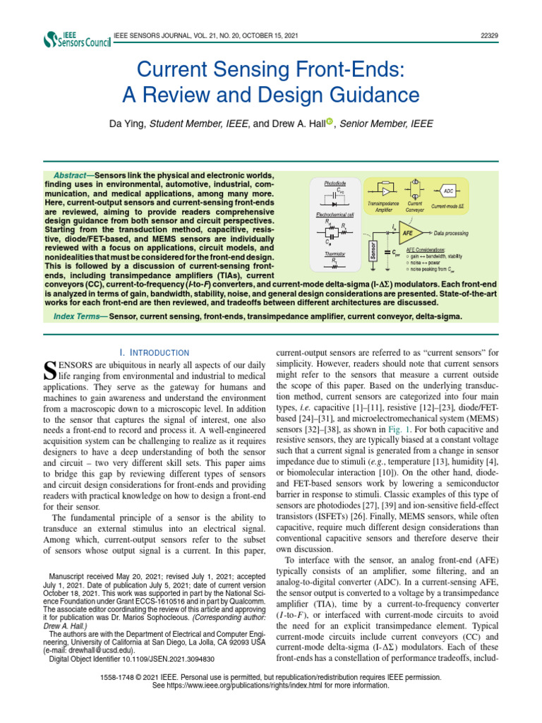 Current Sensing Front-Ends A Review and Design Guidance | PDF ...