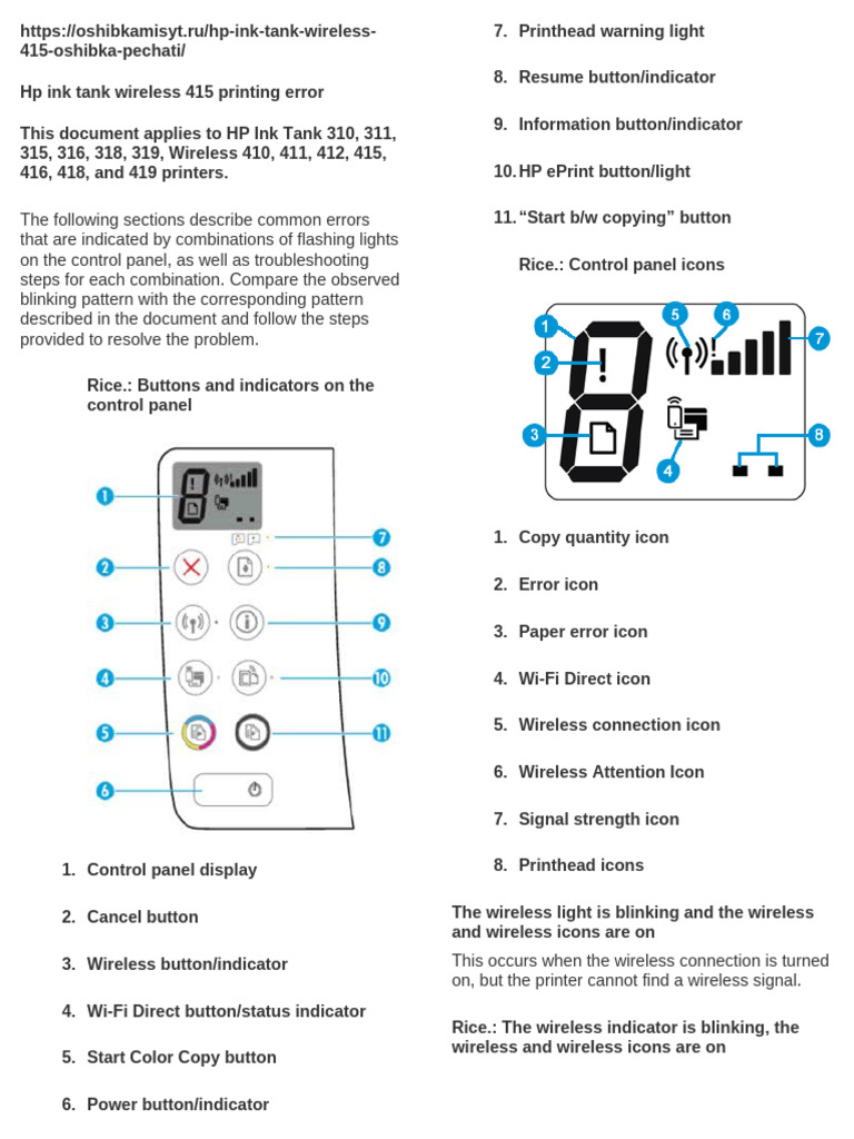HP Ink Tank Wireless 415 Printing Error | PDF | Printer (Computing ...