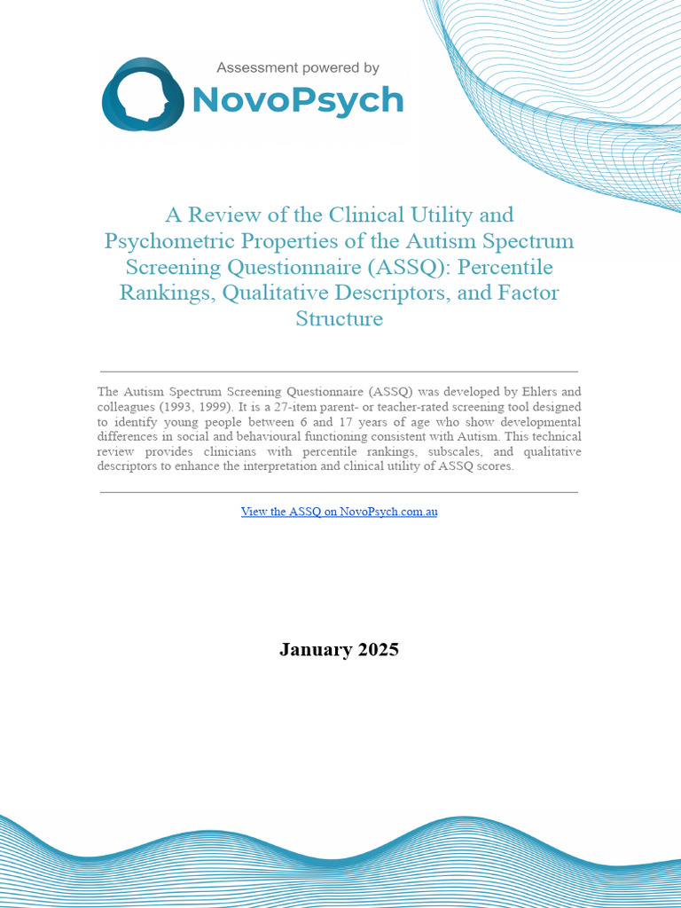 ASSQ-NovoPsych-Review-Paper | PDF | Autism | Asperger Syndrome