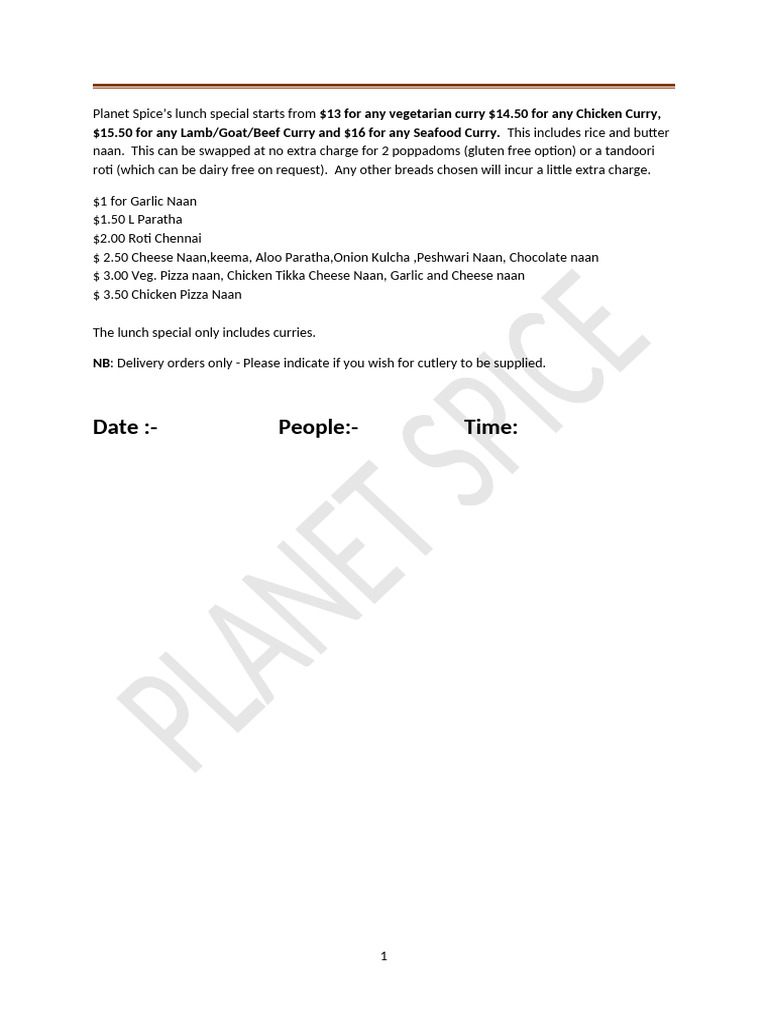 Pre Order Lunch Orders 2025 | PDF