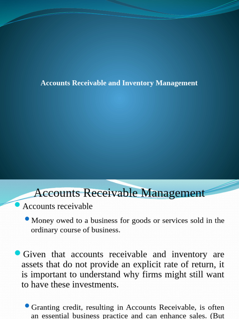 Receivables and Inventory Management | PDF | Inventory | Credit