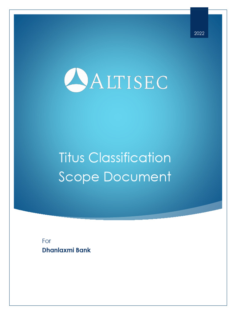 Titus Classification Implementation Scope | PDF | Databases | Microsoft Sql Server