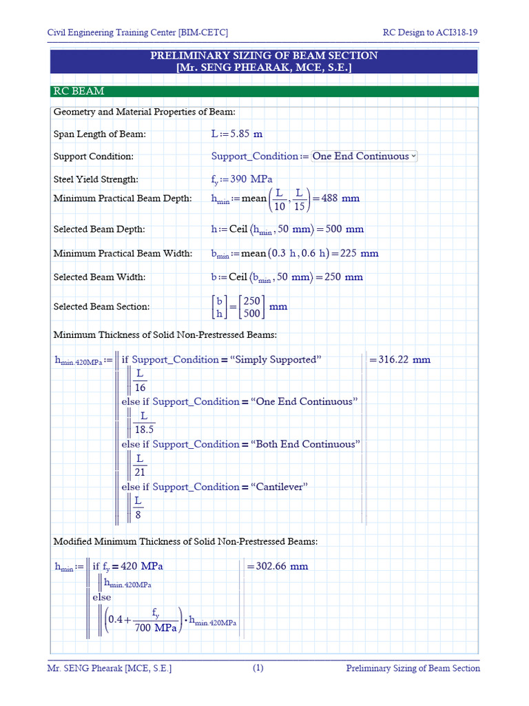 Preliminary Sizing of Beam Section | PDF | Beam (Structure) | Civil ...