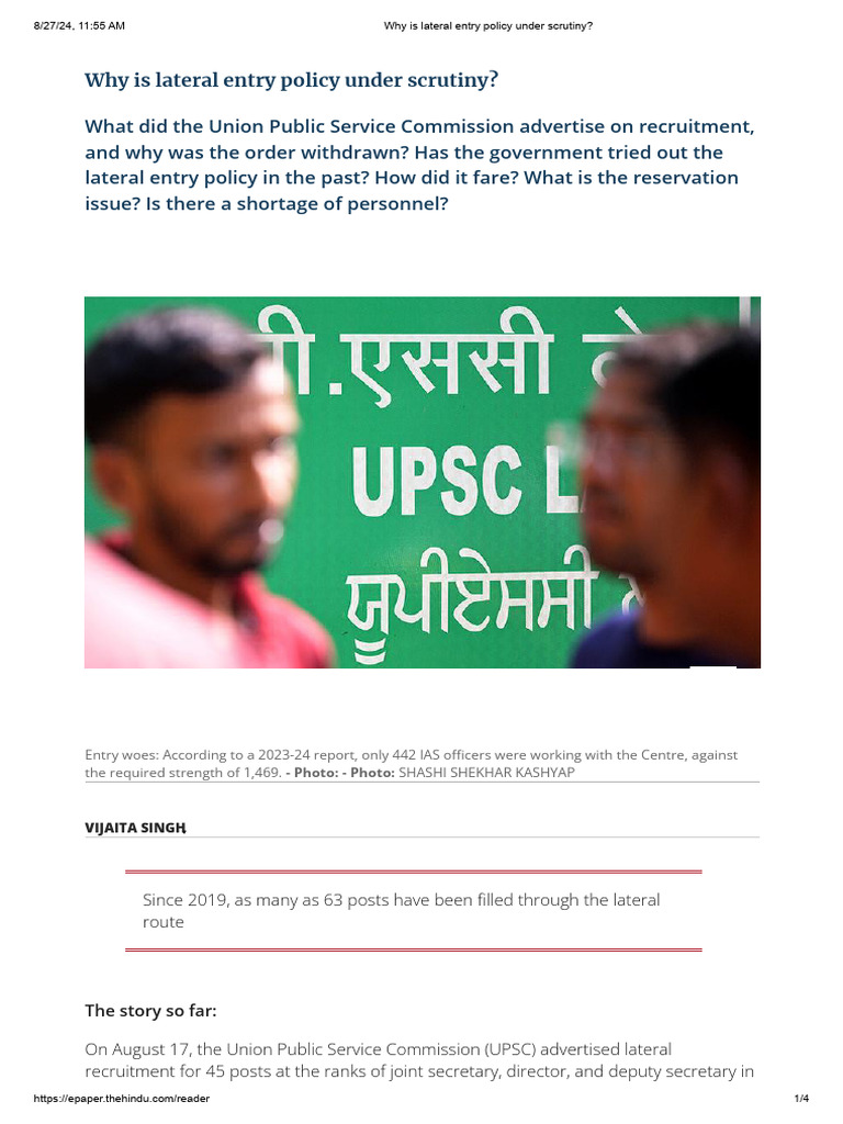 Why Is Lateral Entry Policy Under Scrutiny | PDF | Government ...