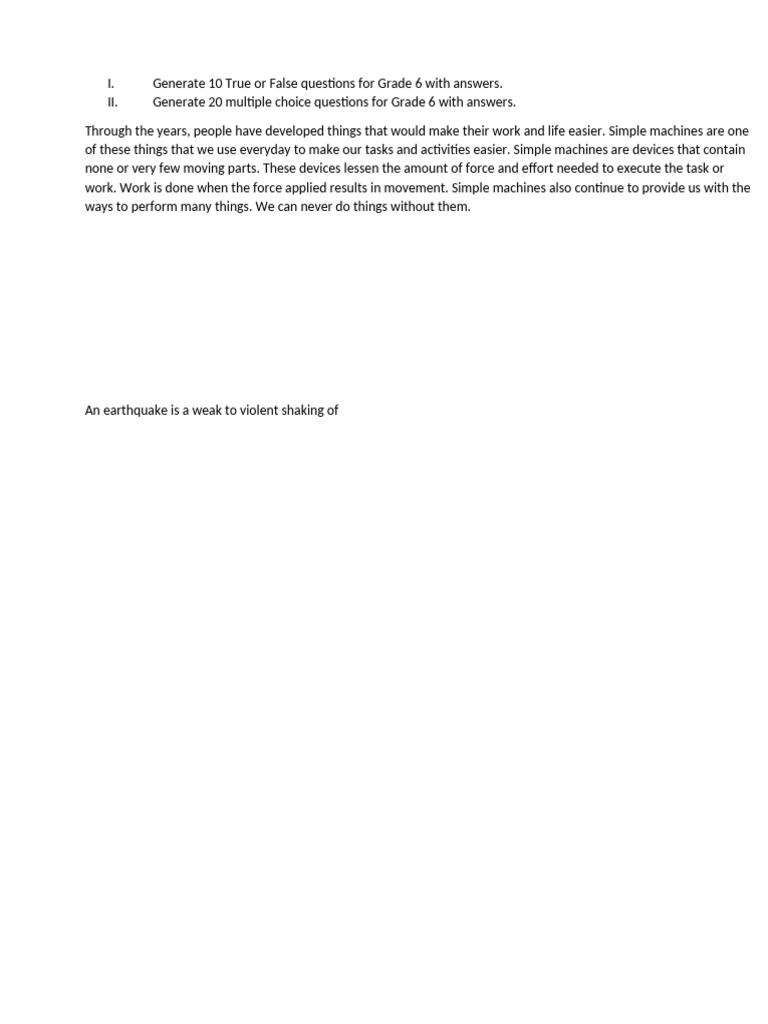 Science 6 Simple Machines | PDF