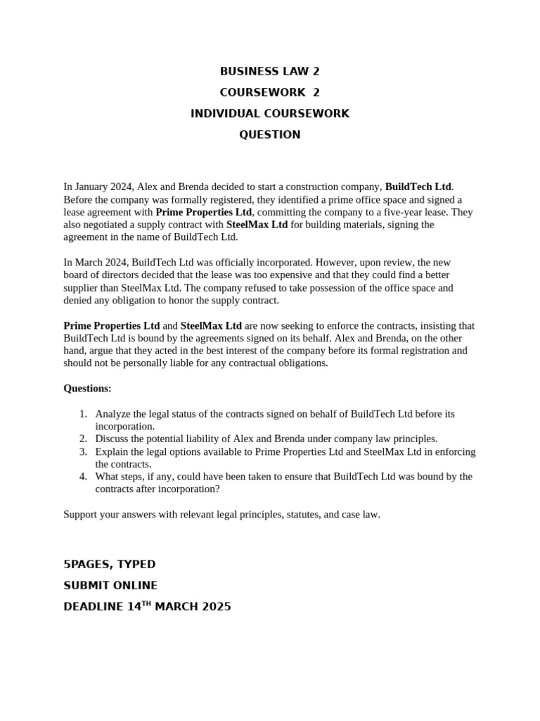 BUSINESS LAW 2 CW2 | PDF