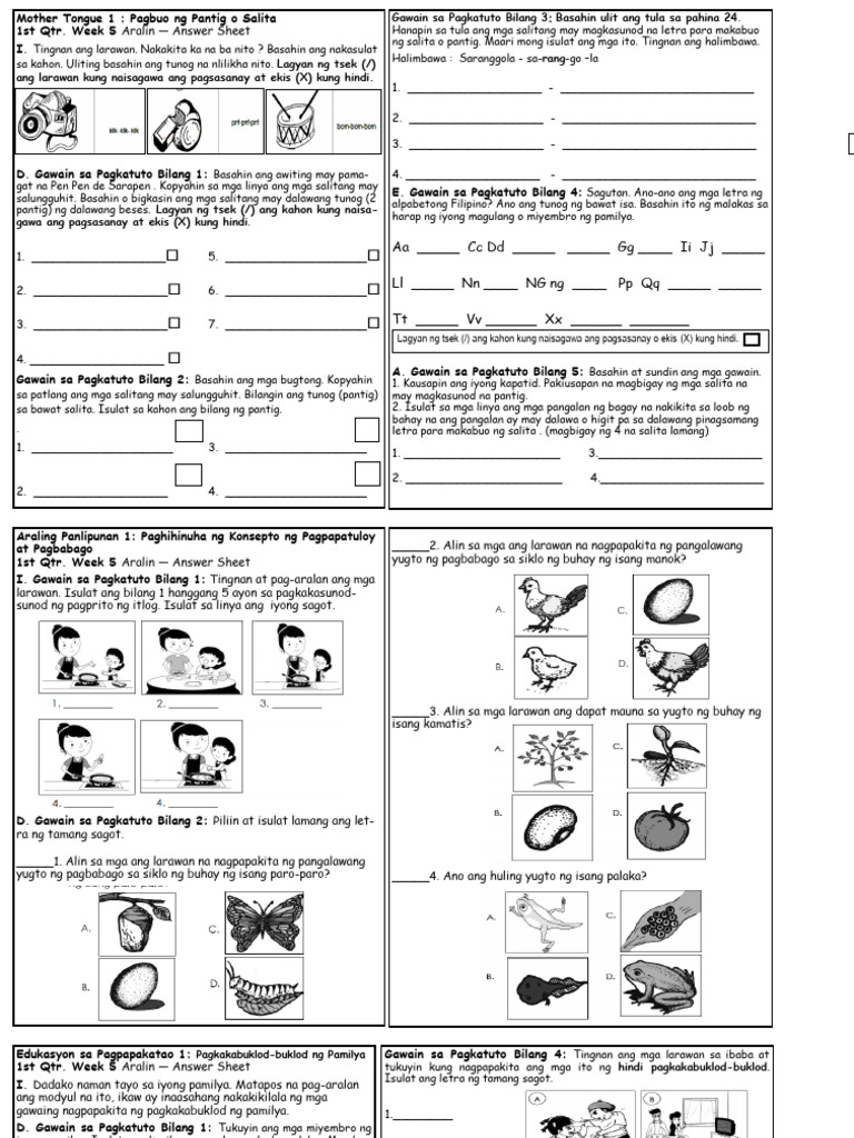 Answer Sheets Q1 Week5 | PDF