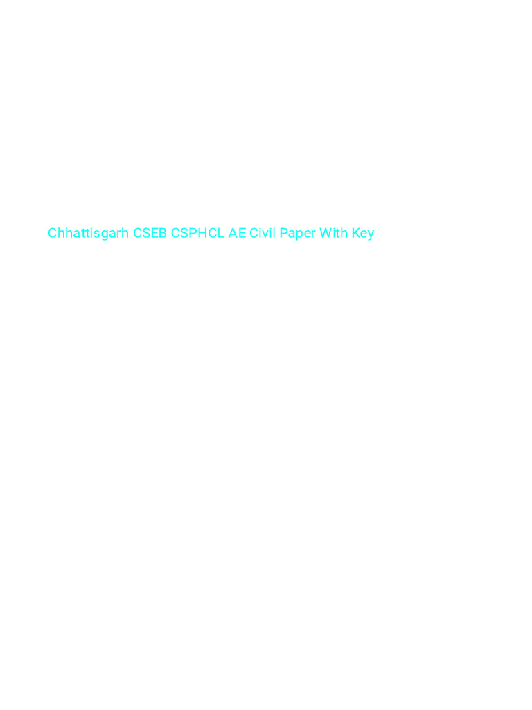Chhattisgarh CSEB CSPHCL AE Civil Paper With Key | PDF