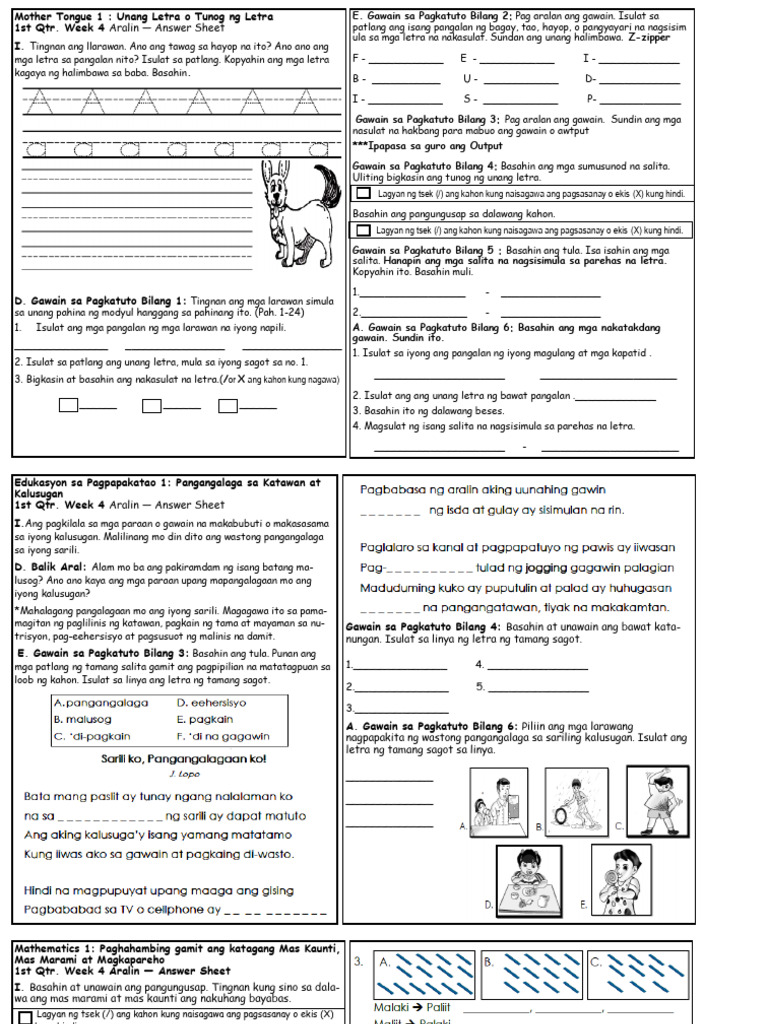 Answer Sheets - Q1 - Week4 | PDF