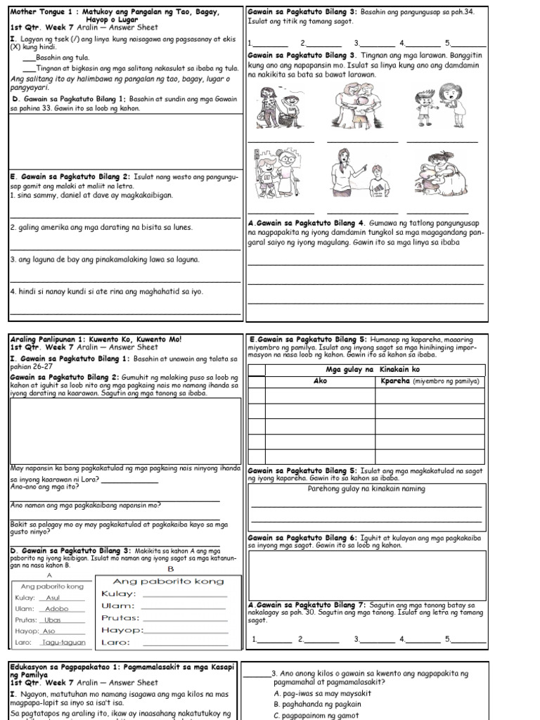 Answer Sheets - Q1 - Week7 | PDF