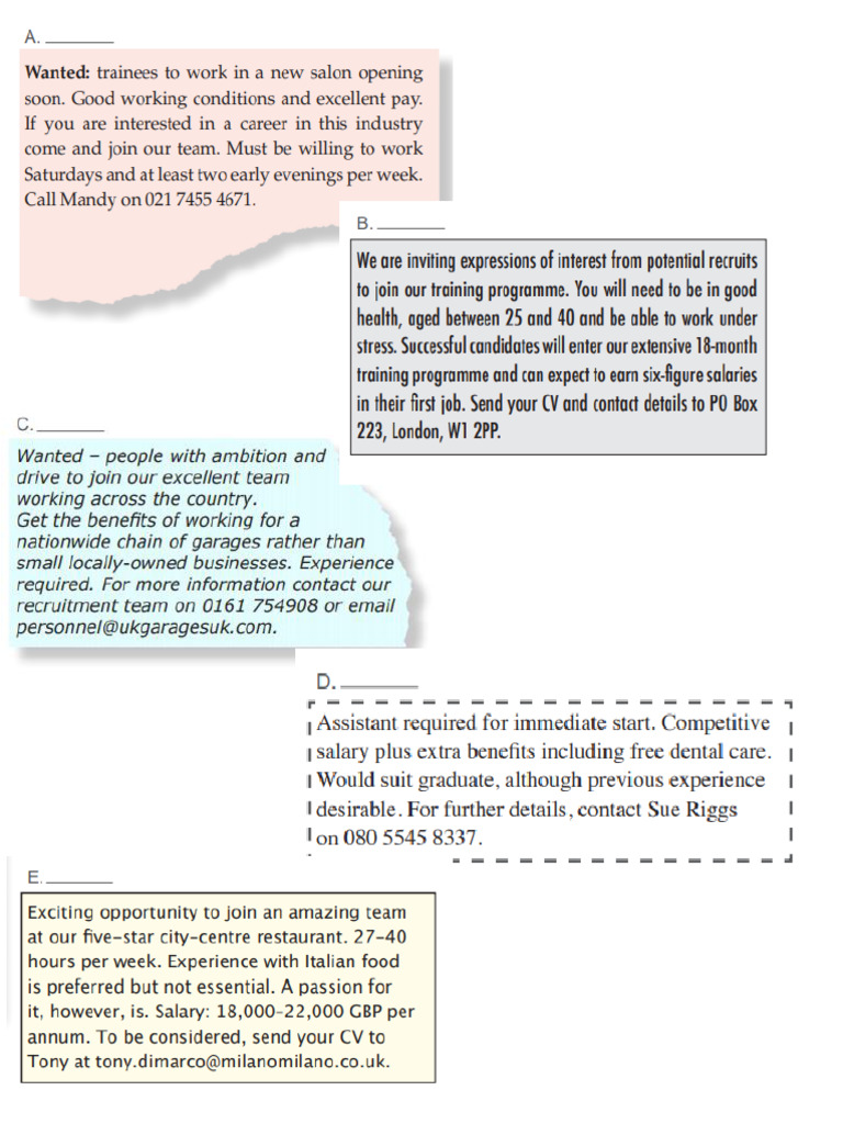 Reading Job Adverts | PDF