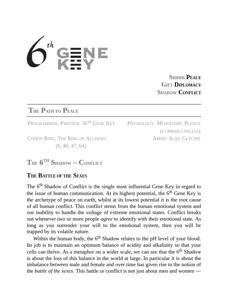 Understanding the 6th Gene Key: Conflict | PDF | Evolution | Race ...