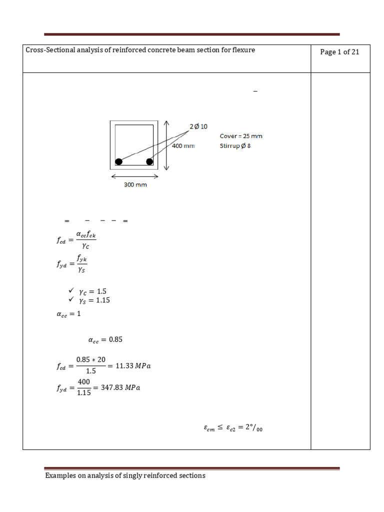 Reinforced Concrete Beam Analysis | PDF | Bending | Beam (Structure)