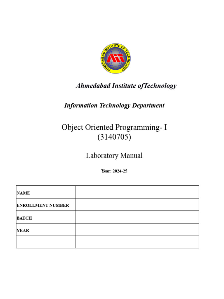 17 OOP_IT LAB MANUAL(STUDENT COPY).docx | PDF | Inheritance (Object Oriented Programming ...