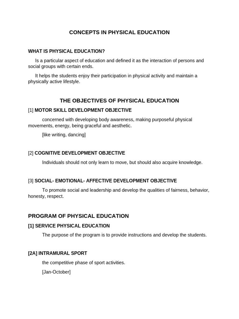 CONCEPTS IN PHYSICAL EDUCATION | PDF | Learning | Self Esteem