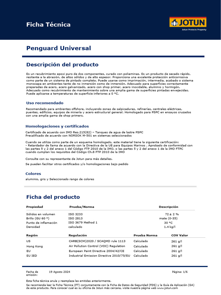 TDS 27800 Penguard Universal Esp ES | PDF | Abrasivo | Hormigón