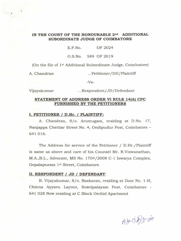 Statement of Address Ovi R 14a | PDF