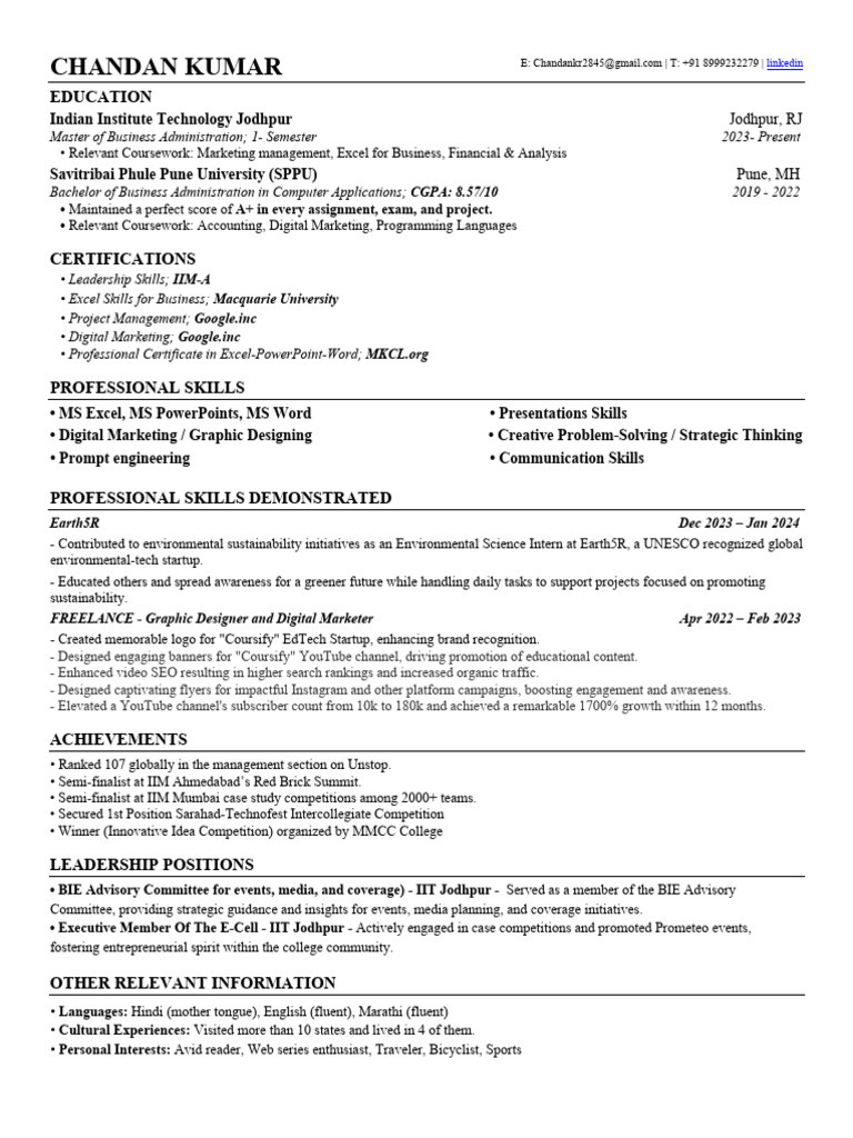 Chandan_Resume__2_ 1 | PDF | Digital Marketing | Business