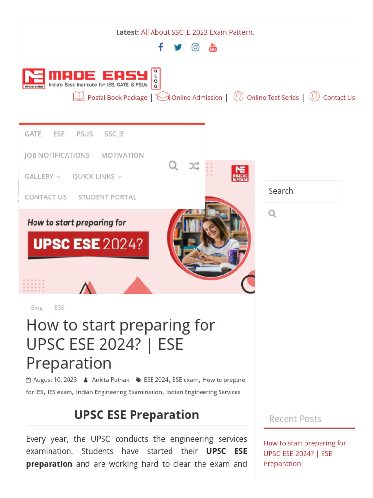How To Start Preparing For UPSC ESE 2024 - ESE Preparation | PDF