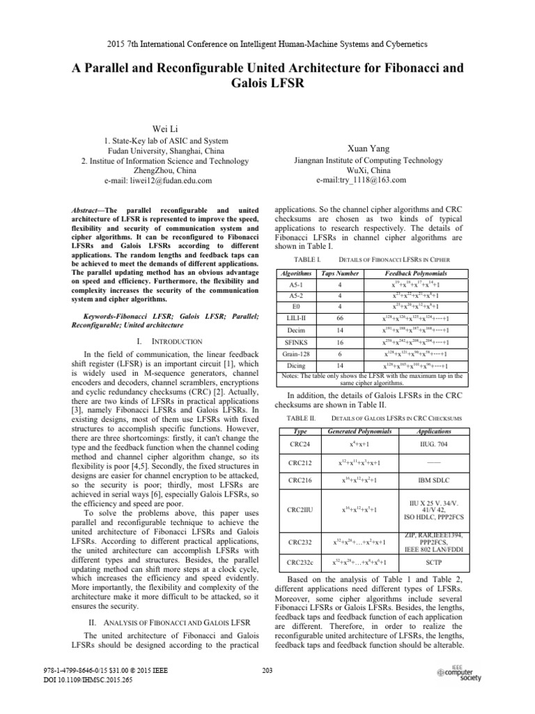 A_Parallel_and_Reconfigurable_United_Architecture_for_Fibonacci_and_Galois_LFSR | PDF | Computer ...