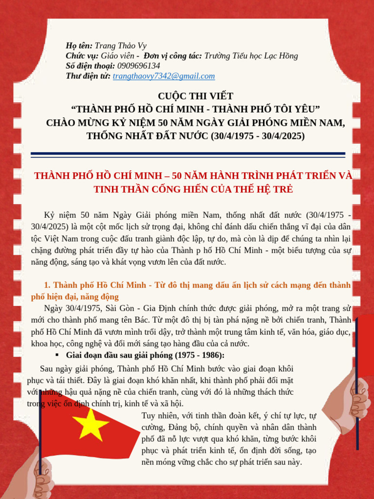 Bài Thi TP Tôi Yêu - Trang TH o Vy - Trư NG TH L C H NG | PDF