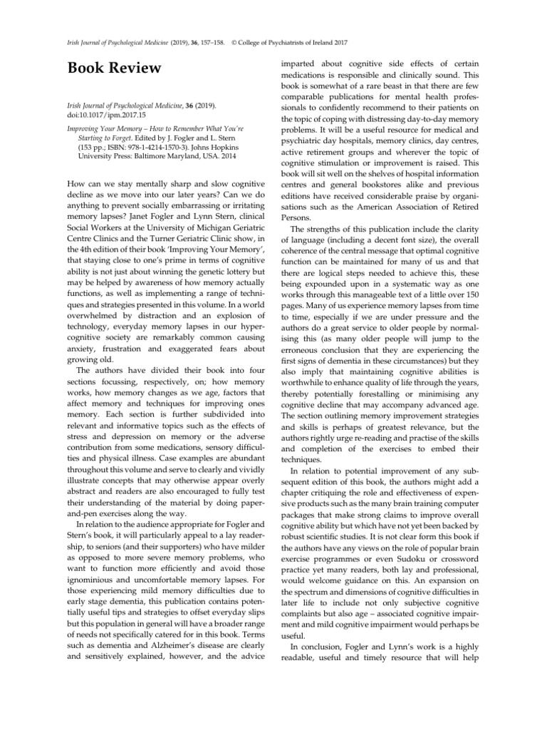 Improving Your Memory How To Remember WH | PDF | Dementia | Memory