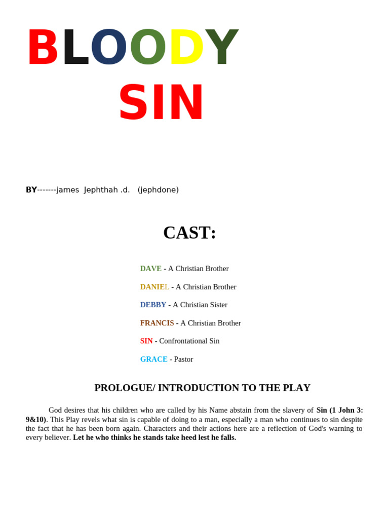 Bloody Sin: A Christian Drama | PDF