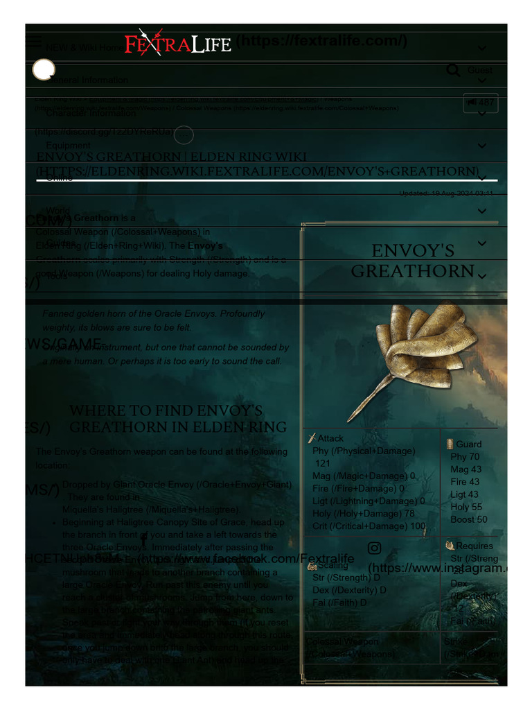 Envoy's Greathorn - Elden Ring Wiki | PDF