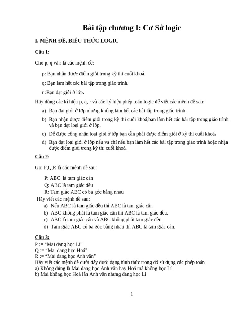 Bai Tap Chuong 1 | PDF