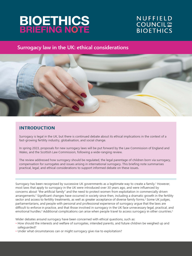 UK Surrogacy: Legal and Ethical Overview | PDF | Surrogacy | Parent