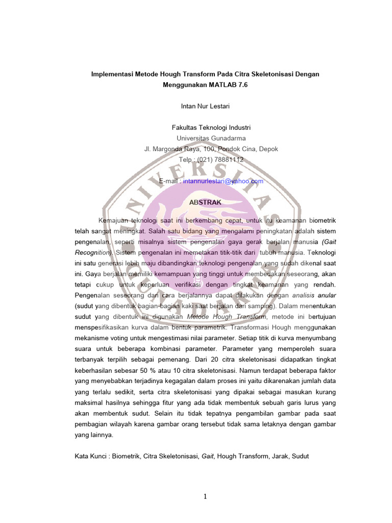 Implementasi Skeletonisasi dengan Hough Transform | PDF