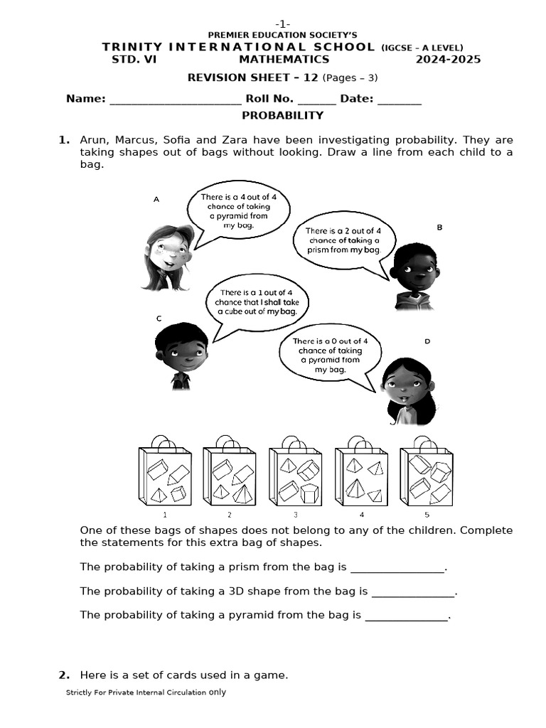 REV SHEET - 12 Probability | PDF | Probability | Probability Theory