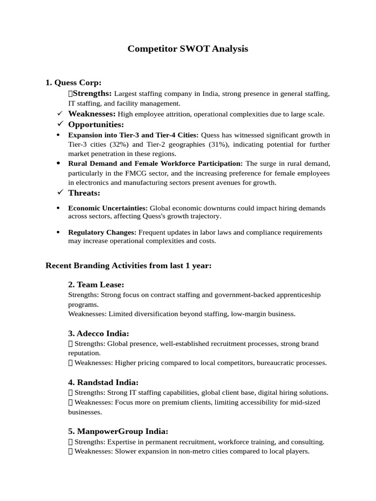 Competitor SWOT Analysis | PDF