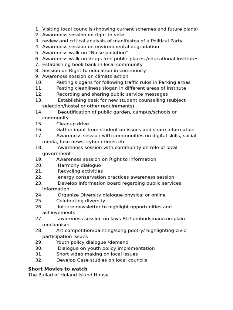 Civic Engagement and Awareness Initiatives | PDF