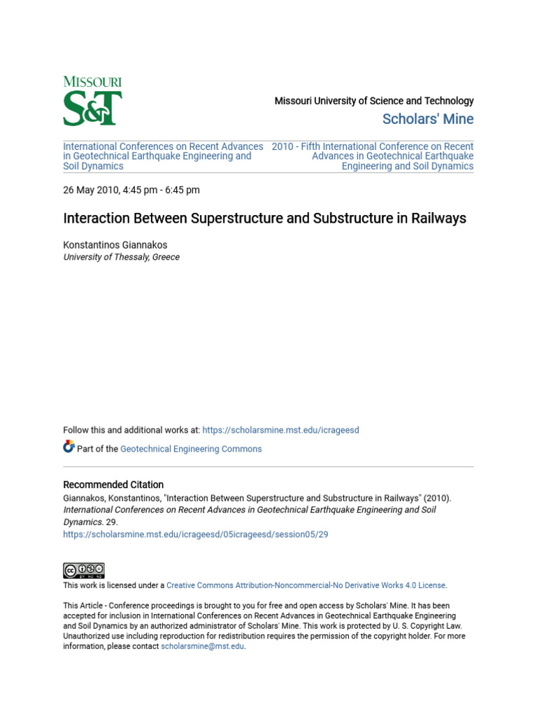 Interaction Between Superstructure and Substructure in Railways | PDF ...