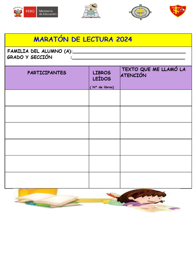 Ficha Maraton de Lectura | PDF