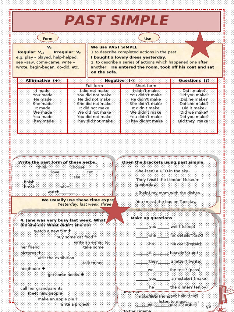 Past Simple Tense Exercises Guide | PDF | Languages | Foreign Language ...