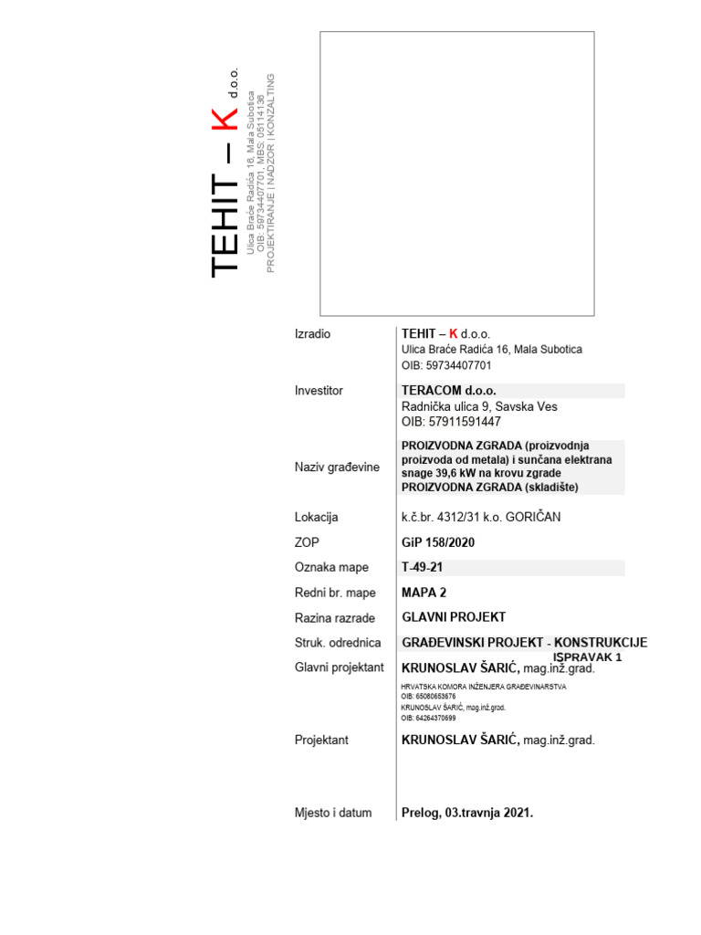 Podloga-6 Mapa 2 Gradevinski Projekt Konstrukcije Ispravak 1 | PDF