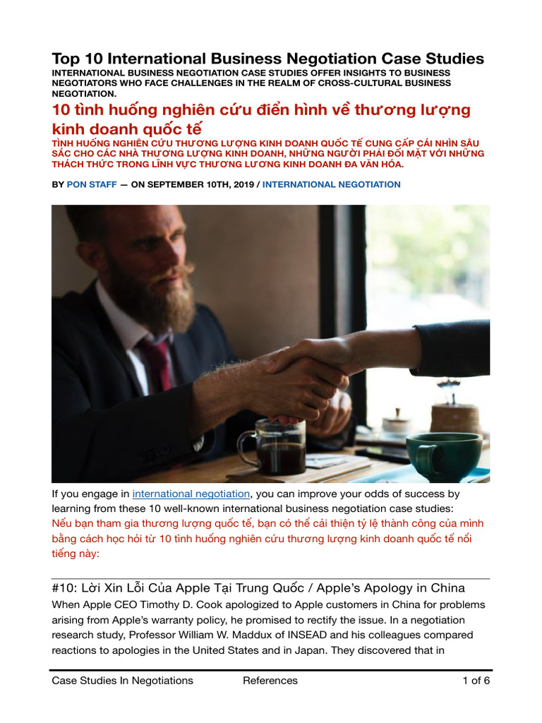 Top 10 International Case Studies in Negotiations | PDF