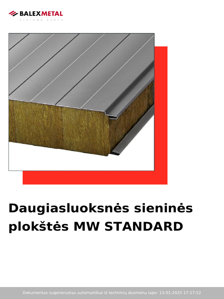 BALEX Daugiasluoksnes Sienines Plokstes MW Standard Mineraline Vata ...