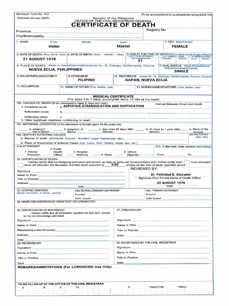 Certificate of Death | PDF