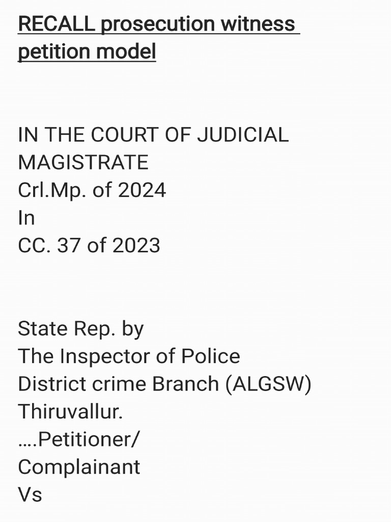 RECALL The Witnesses in CRPC | PDF