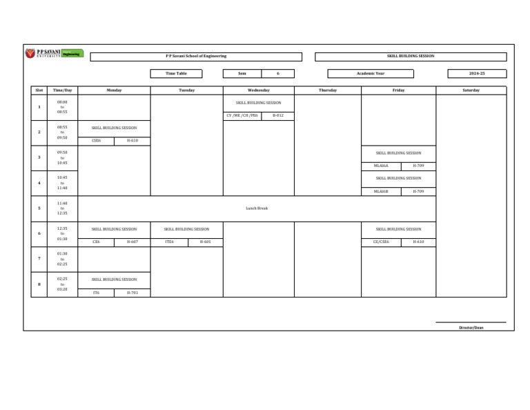 Skill Building Session Timetable | PDF