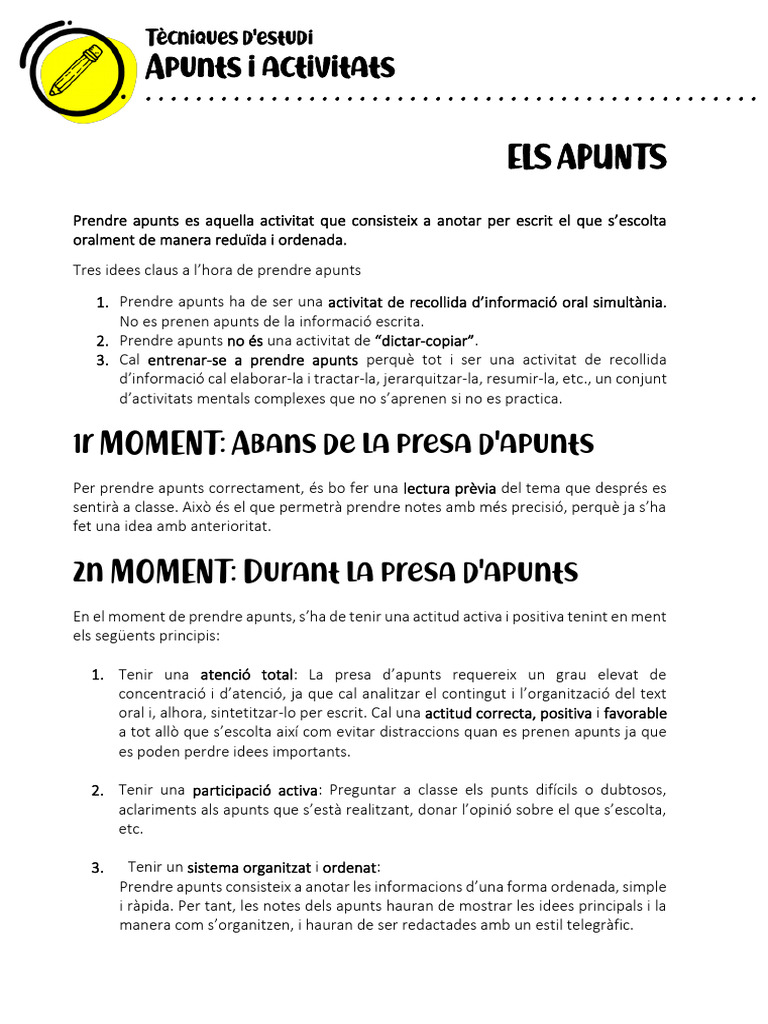 Apunts - Activitats | PDF