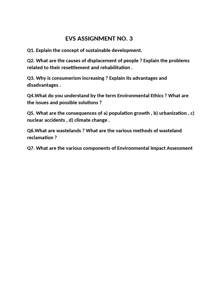 Evs Assignment No-3 | PDF