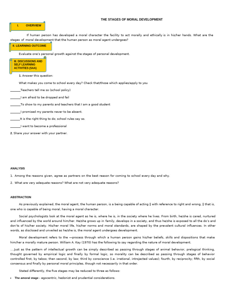 Stages of Moral Development Explained | PDF | Conscience | Morality