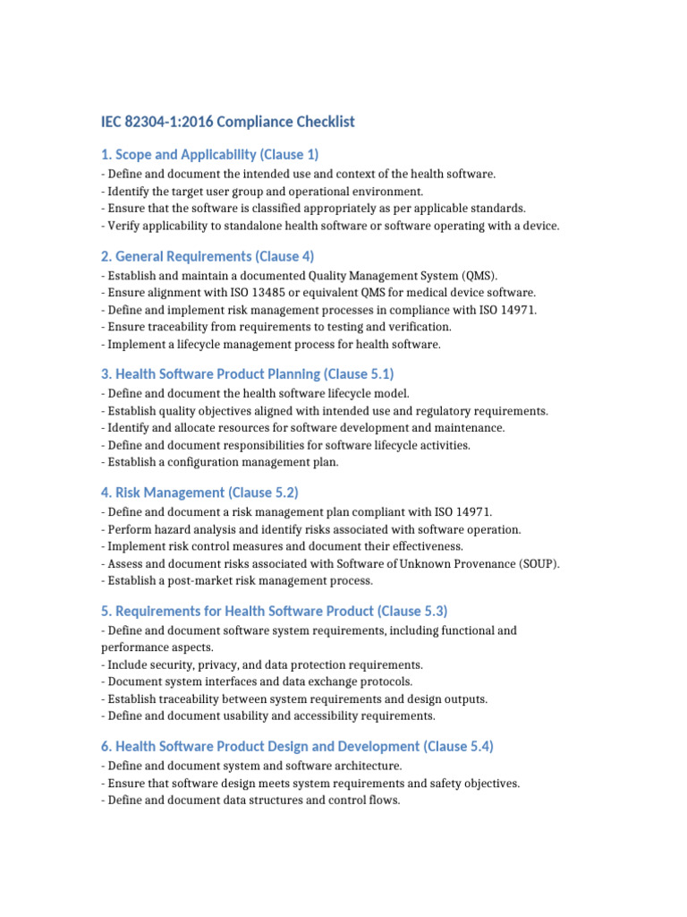 IEC 82304 Compliance Checklist | PDF | Computer Security | Security
