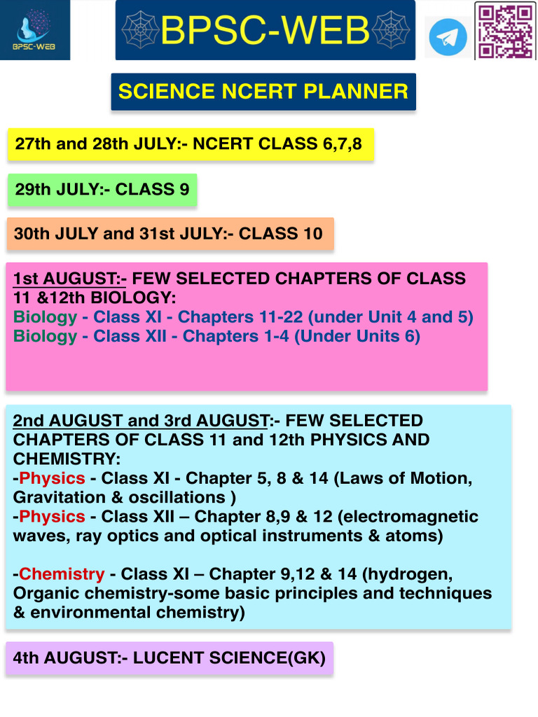 NCERT Science Study Planner 2023 | PDF | Force | Chemical Bond