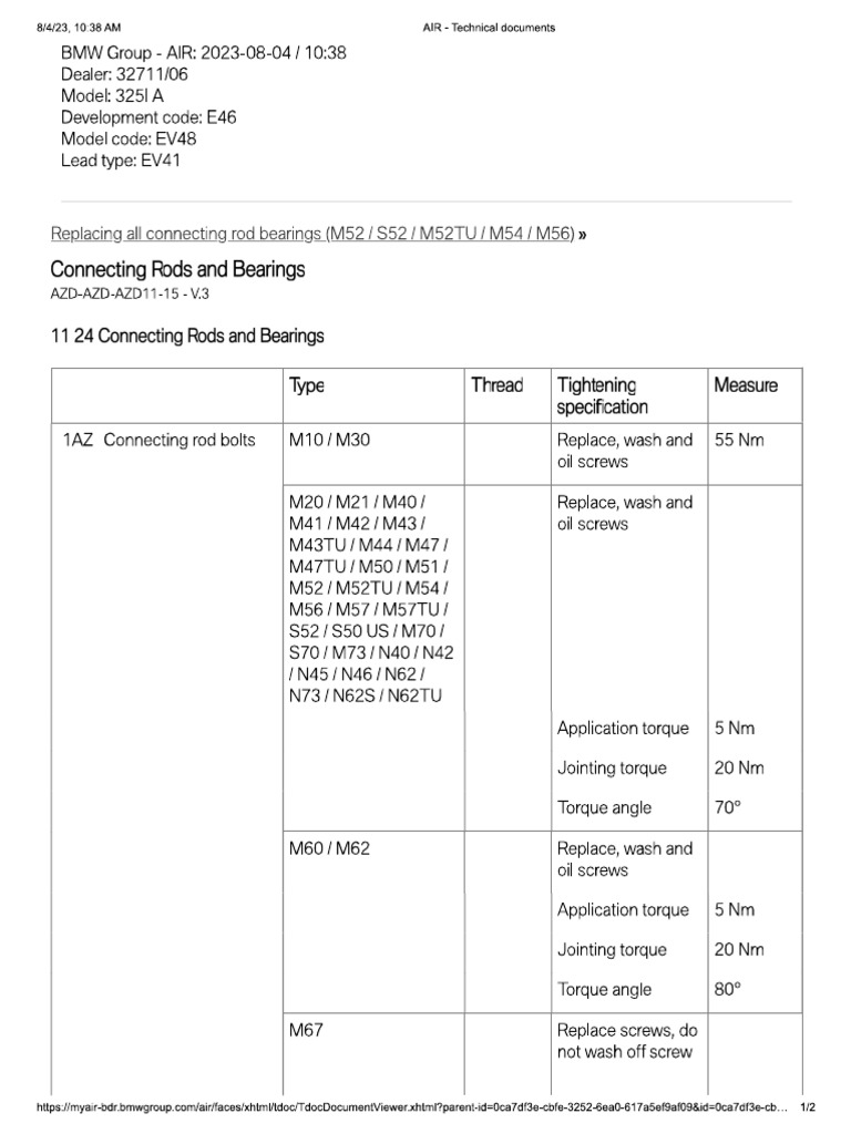 Connecting Rods Installation Torque | PDF