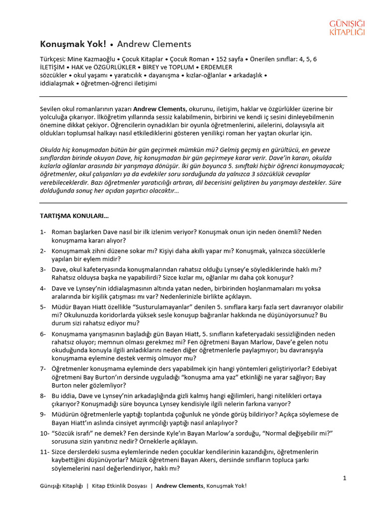 Andrew Clements Konusmak Yok | PDF